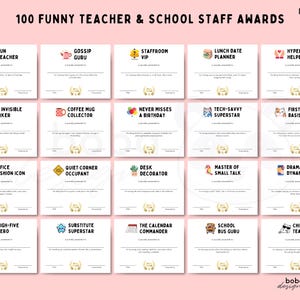 Printable Funny Teacher Awards Teacher and School Staff Appreciation ...