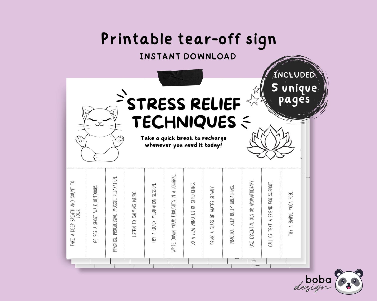 Printable Stress Relief Tear off Sign Stress Relief Techniques Funny ...