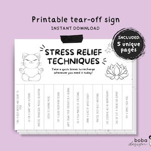 Printable Stress Relief Tear off Sign Stress Relief Techniques Funny ...