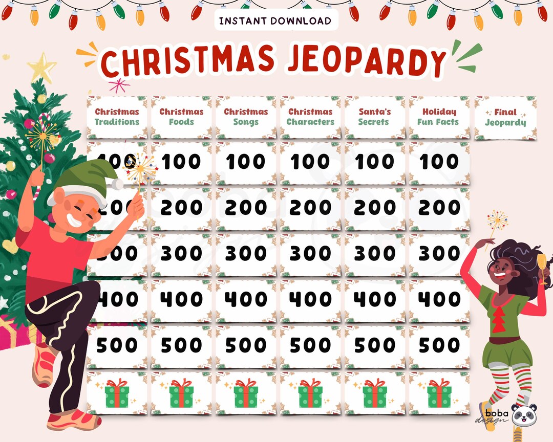 Printable Christmas Jeopardy Game Christmas Party Games for Adults ...