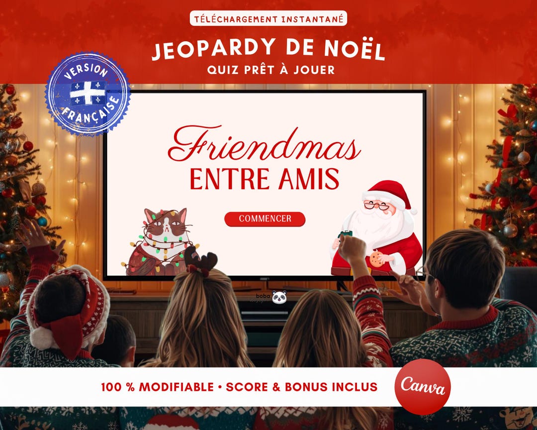 FRENCH Christmas Jeopardy Game Party Friendmas Game in French Jeux De ...