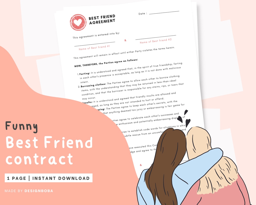 Best Friend Contract Funny Printable Contract, Funny Relation Contract ...