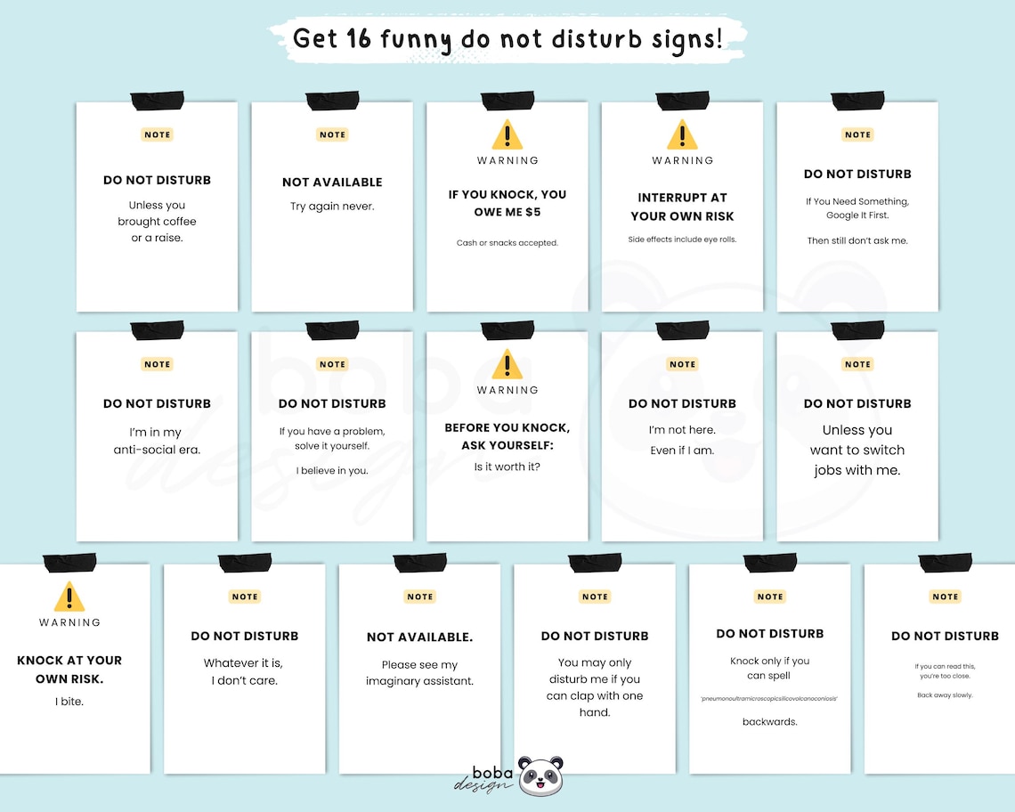 16 Funny Do Not Disturb Signs Vol 2 Printable Funny Office Signs Decor ...