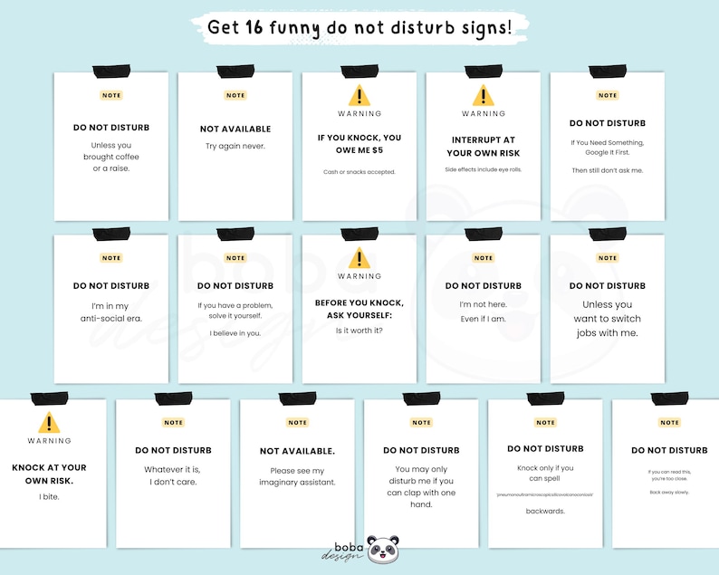 16 Funny Do Not Disturb Signs Vol 2 Printable Funny Office Signs Decor ...