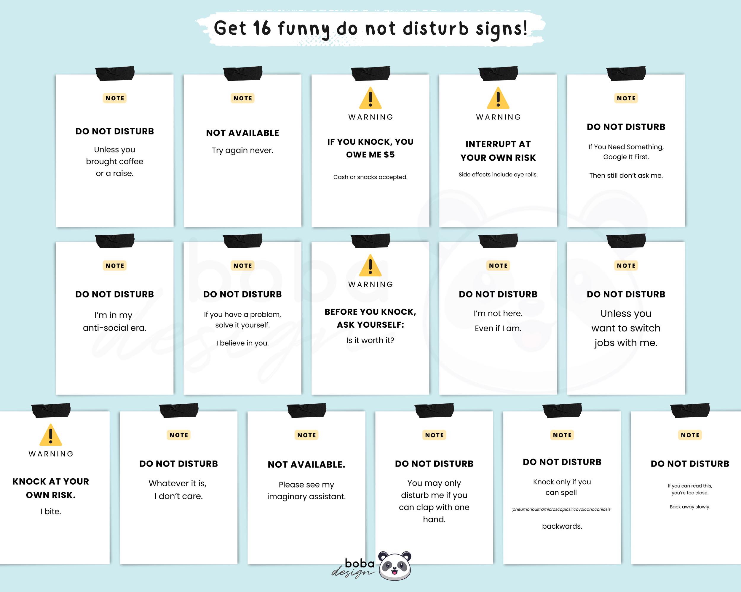 16 Funny Do Not Disturb Signs Vol 2 Printable Funny Office Signs Decor ...