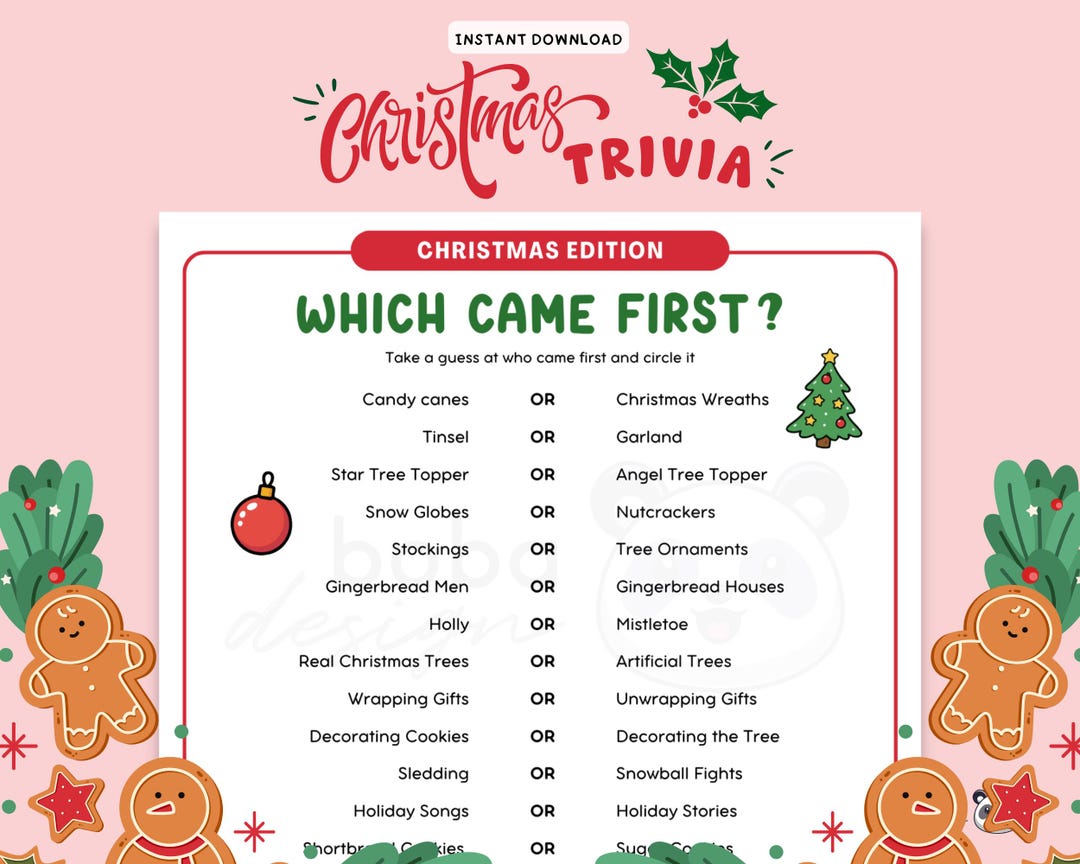 Printable Which Came First Christmas Game Christmas Trivia, Holiday ...