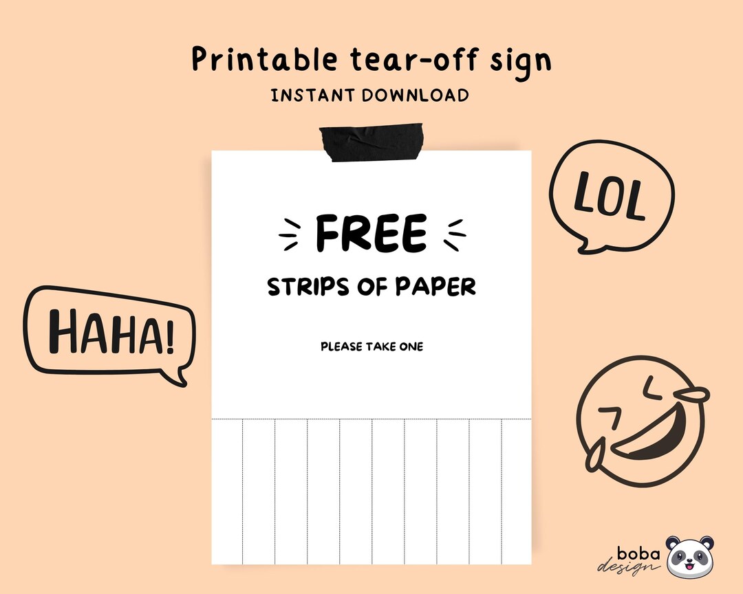 Printable Free Strips of Paper Tear off Funny Office Sign Wall Decor ...