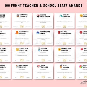 Printable Funny Teacher Awards Teacher and School Staff Appreciation ...