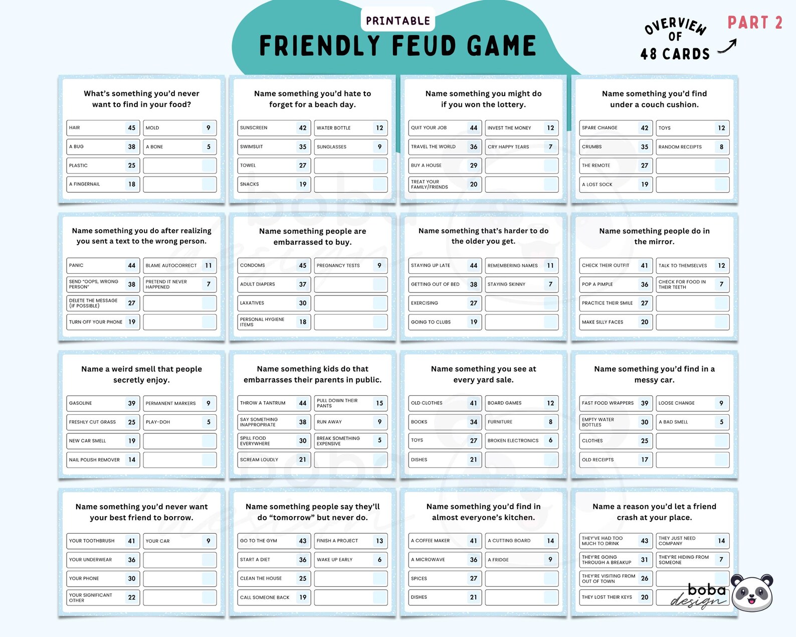 Printable Friendly Feud Game Printable Group Party Game Office Game ...