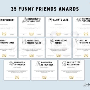 Printable Funny Friends Awards Appreciation Fun Gifts for Friends ...