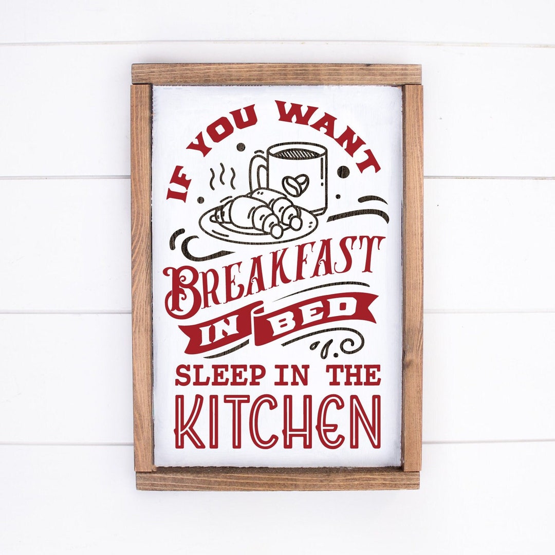 Funny Kitchen Sign: Breakfast in Bed, Laser Engraved Farmhouse Decor - Etsy