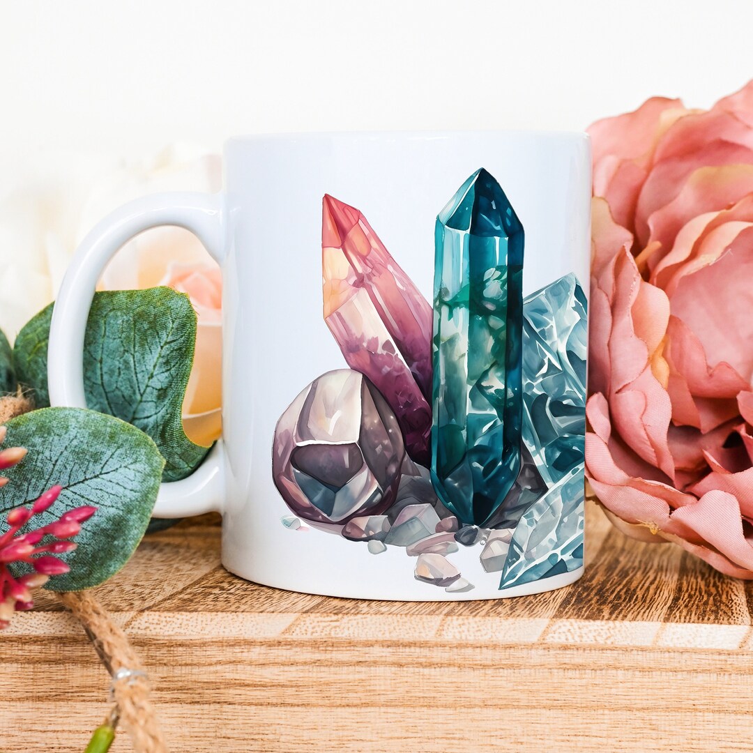 Crystal Mug, Boho Gift, Boho Decor, Crystal Energy, Crystal Lover Gift ...