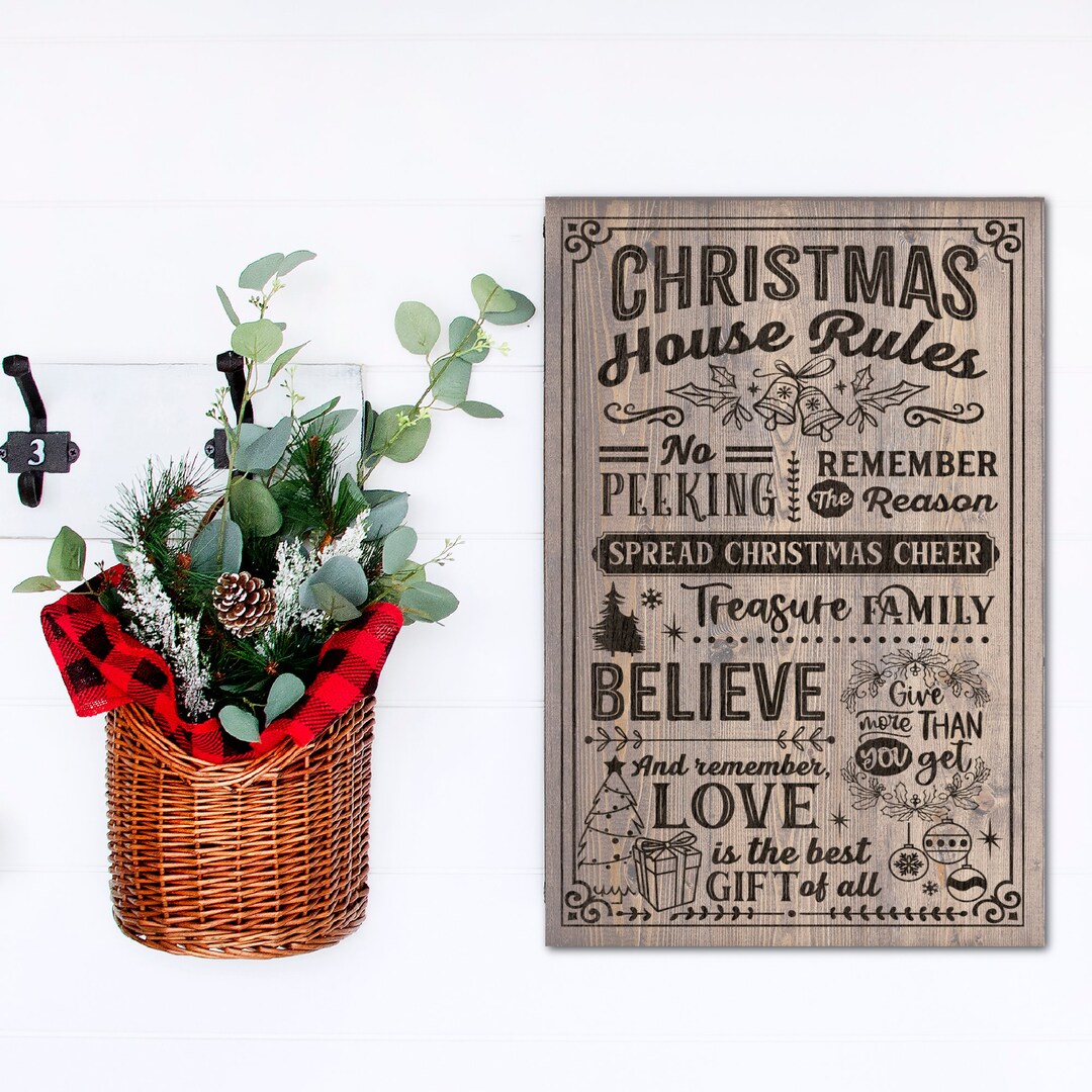 Christmas Rules, Christmas Sign, Christmas in July, Farmhouse Sign ...