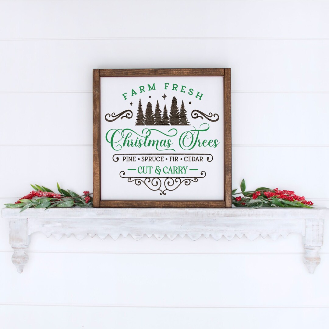 Farm Fresh Christmas Tree Sign, Christmas Tree Decor, Farmhouse Sign ...