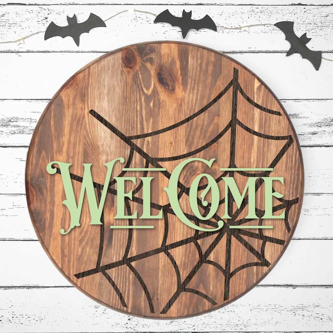 Welcome to Our Web, Front Door Hanging, Spiderweb Decor, Halloween ...