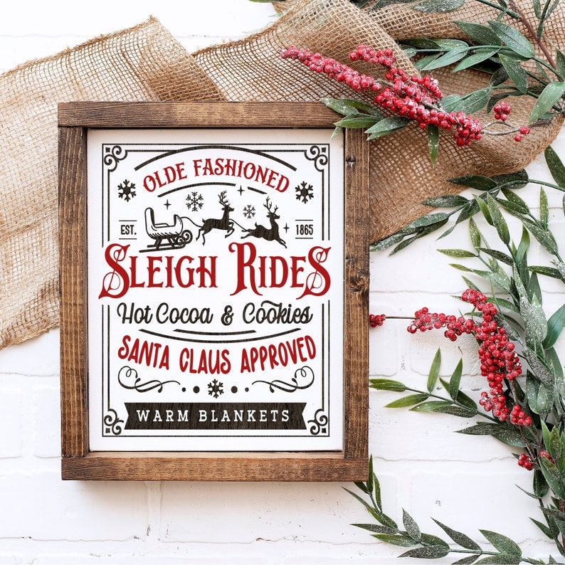 Olde Fashioned Sleigh Rides, Christmas Decor, Christmas Sign, Christmas ...