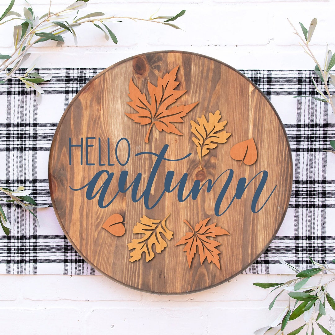 Autumn Decor, Farmhouse Wall Decor, Wall Art, Wood Round, Autumn Leaves ...