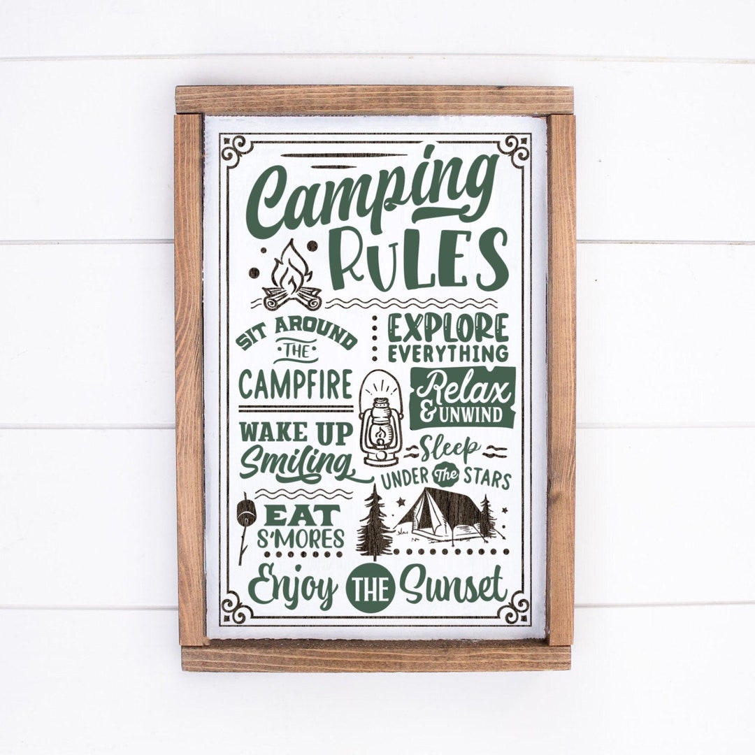 Camping Rules, Camping Decor, Happy Camper, Camper Gift, Outdoor Living ...