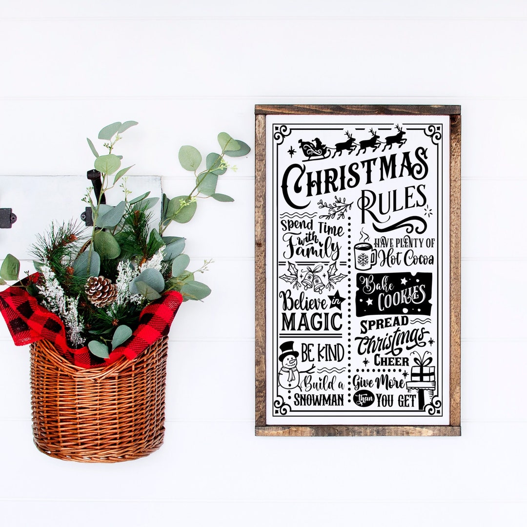 Christmas Rules, Christmas Sign, Christmas in July, Farmhouse Sign ...