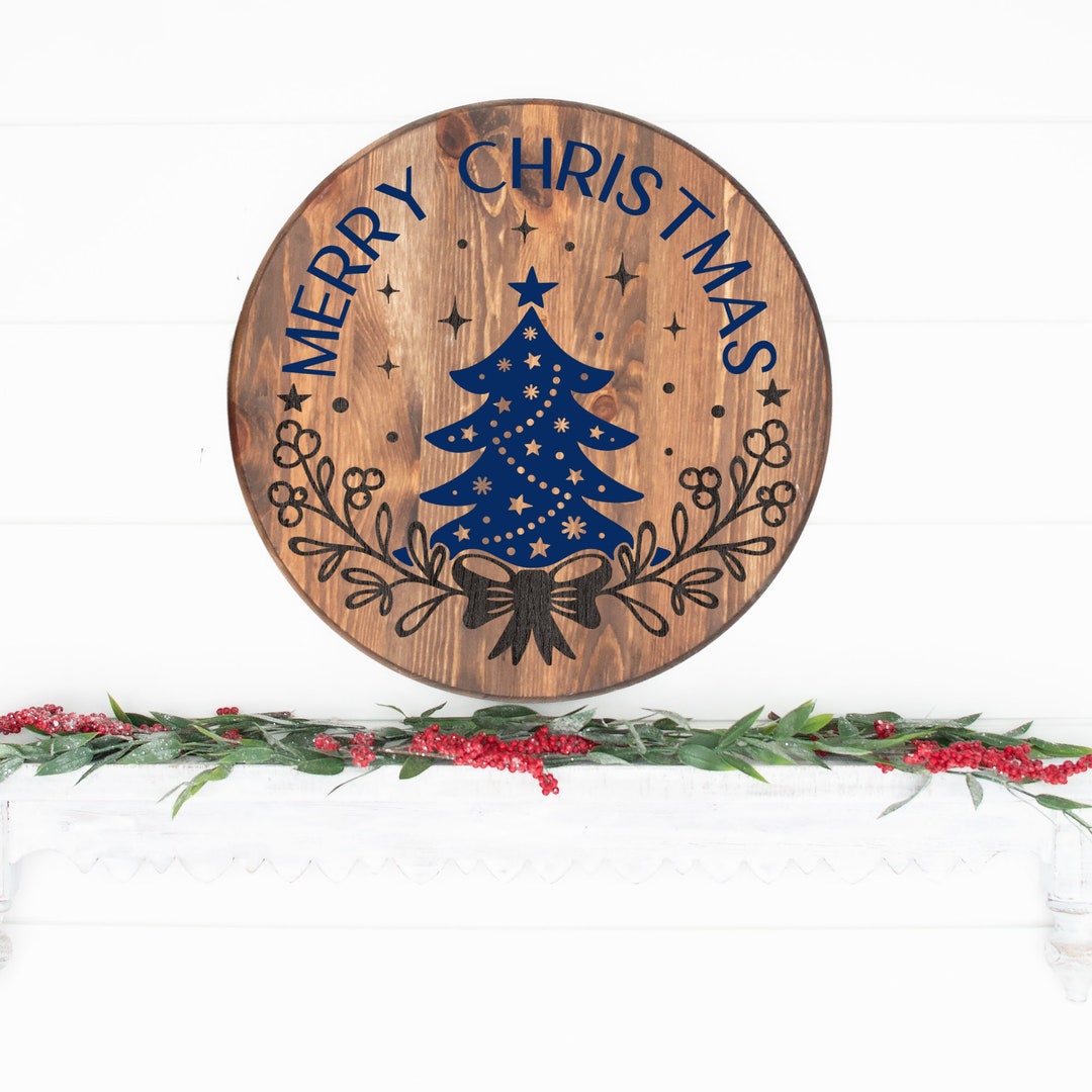 Custom Merry Christmas Tree Sign: Farmhouse Wood Decor - Etsy