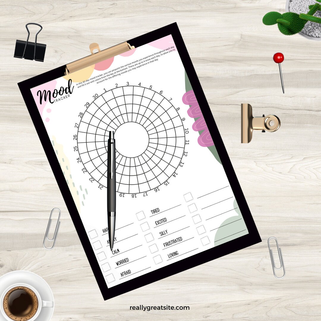 Mood Tracker Printable, Yearly & Monthly Mood Tracker, Circular Mood ...