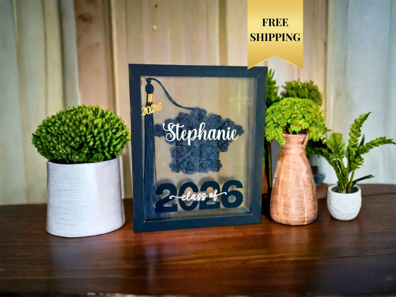 Personalized Graduation Tassel Shadow Box | Class of 2026 Flower ...