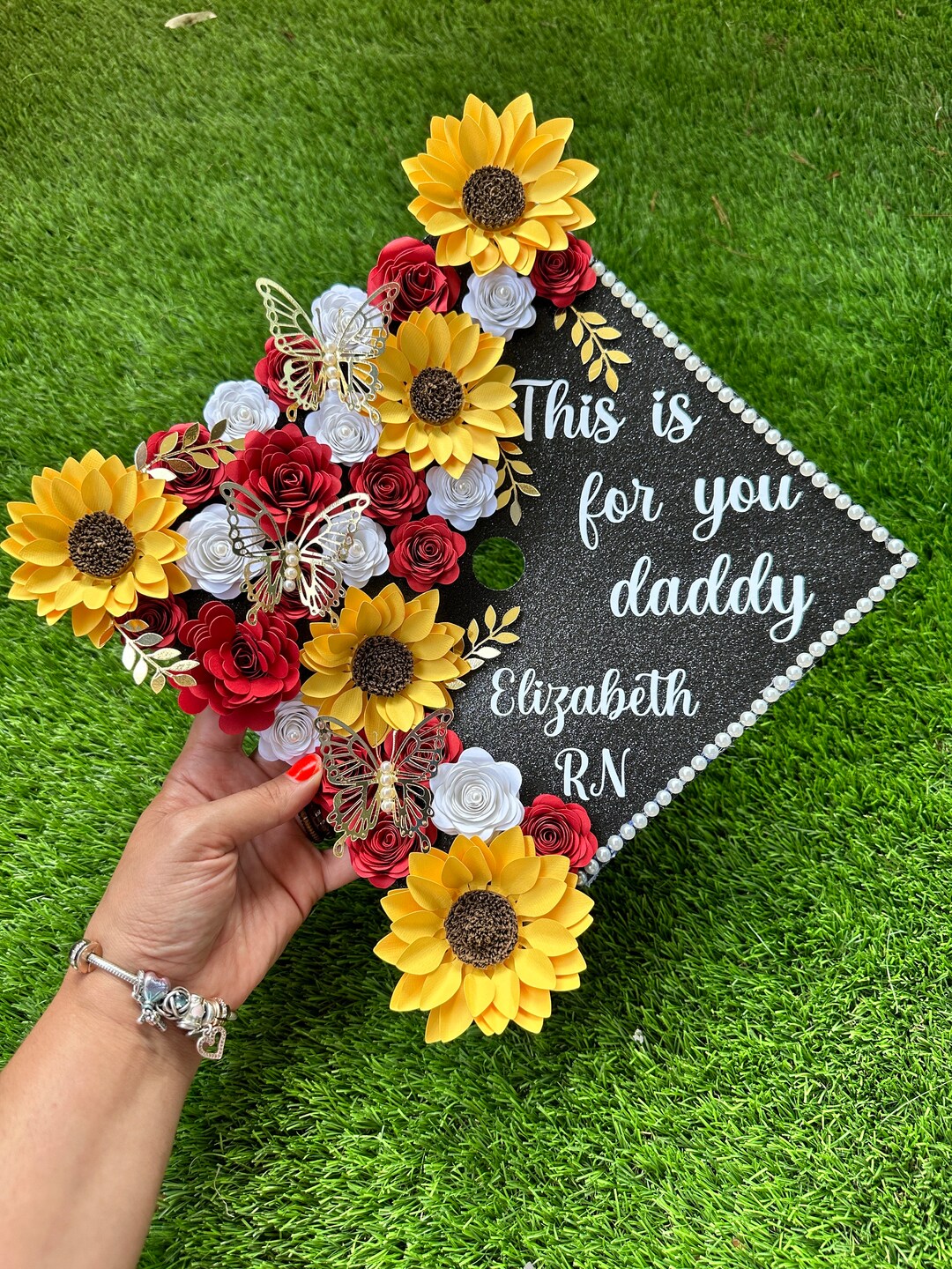 Custom Sunflower Graduation Cap - Personalized With Your Design - Class ...