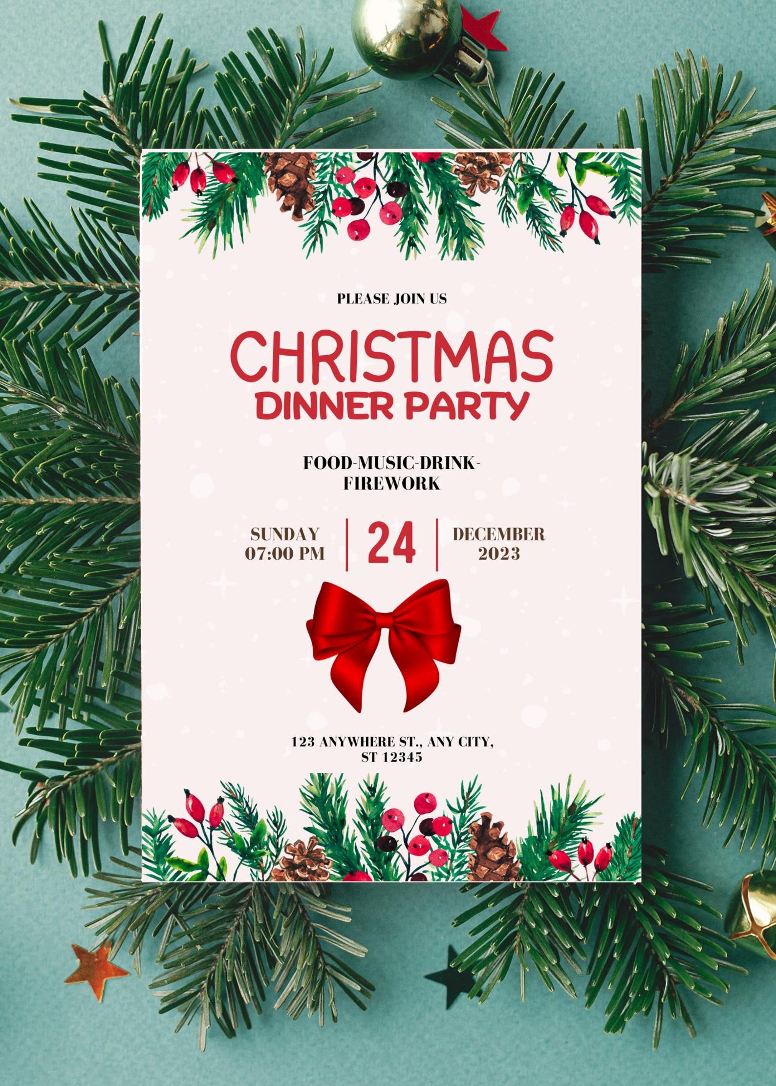 Digital Christmas Dinner Invitation – Elegant Festive Party Invitation ...