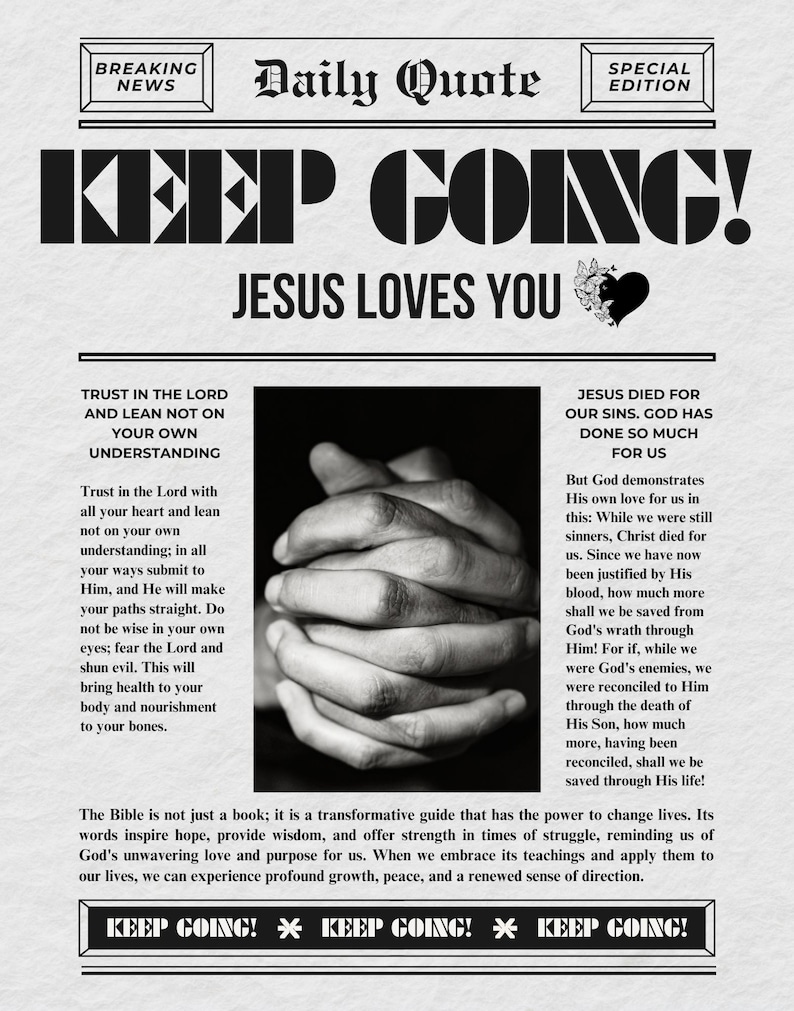 Digital Newspaper Jesus Loves You Words of Affirmation Christian Wall ...