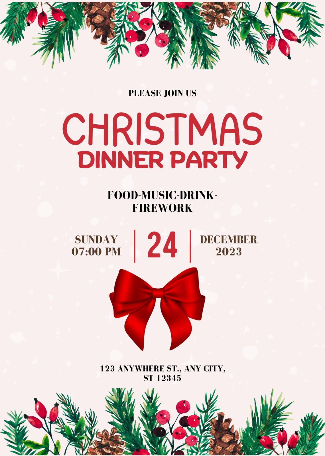 Digital Christmas Dinner Invitation – Elegant Festive Party Invitation ...