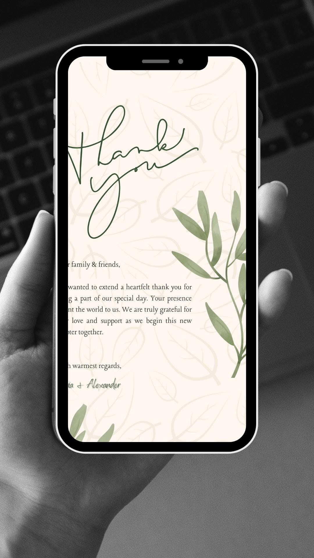 Movable Tan Leaf Digital Thank You Card - Etsy