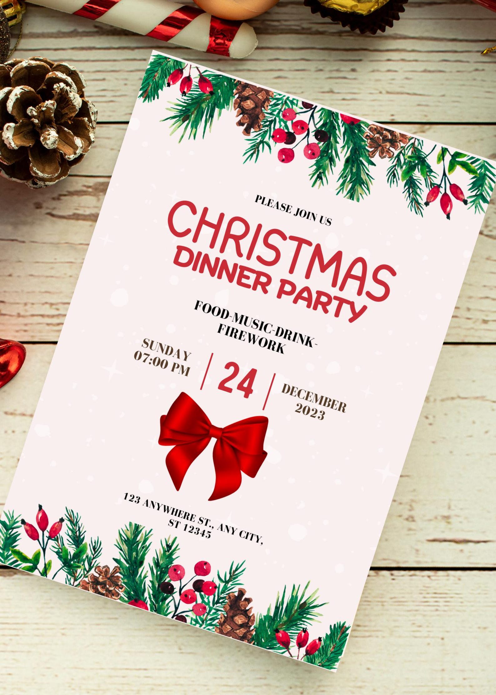Digital Christmas Dinner Invitation – Elegant Festive Party Invitation ...