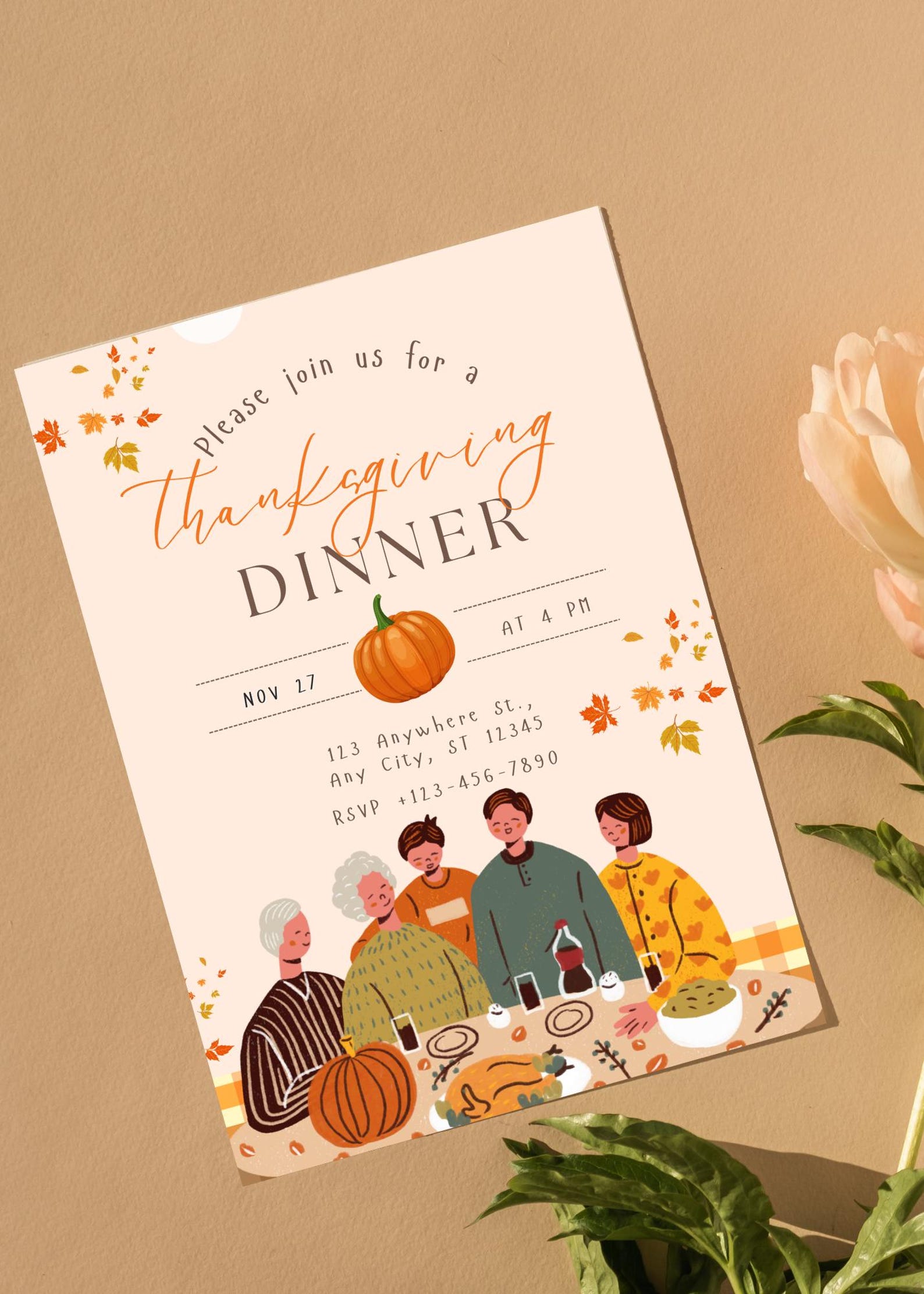 Digital Thanksgiving Printable and Downloadable Invitation - Etsy