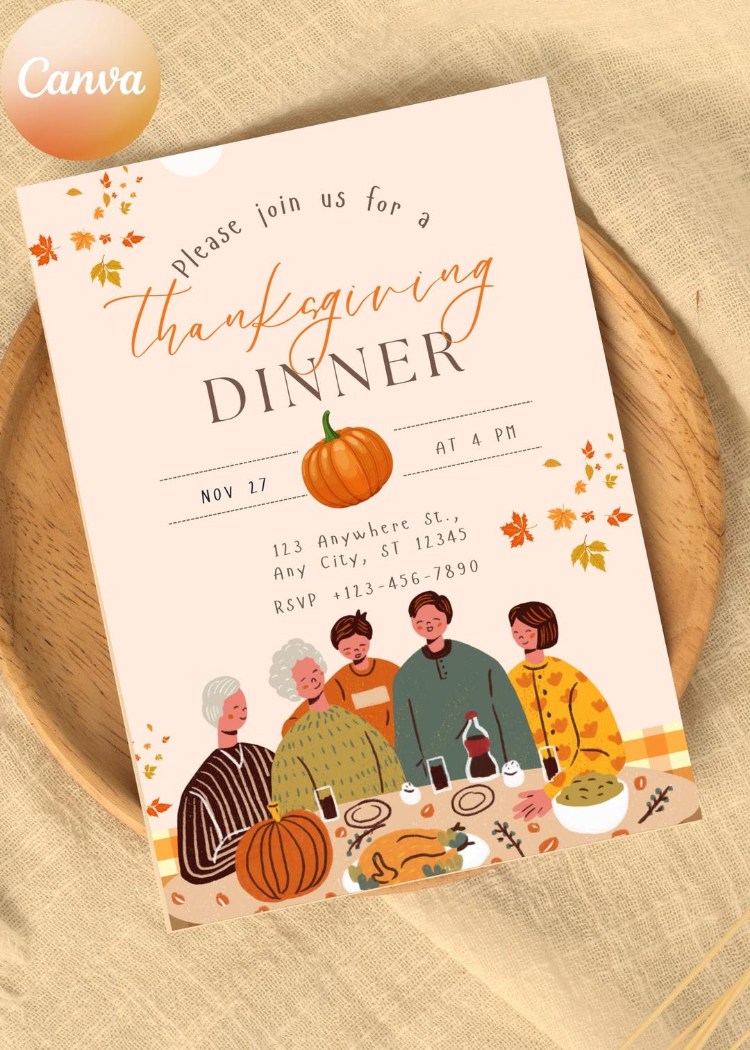 Digital Thanksgiving Printable and Downloadable Invitation - Etsy