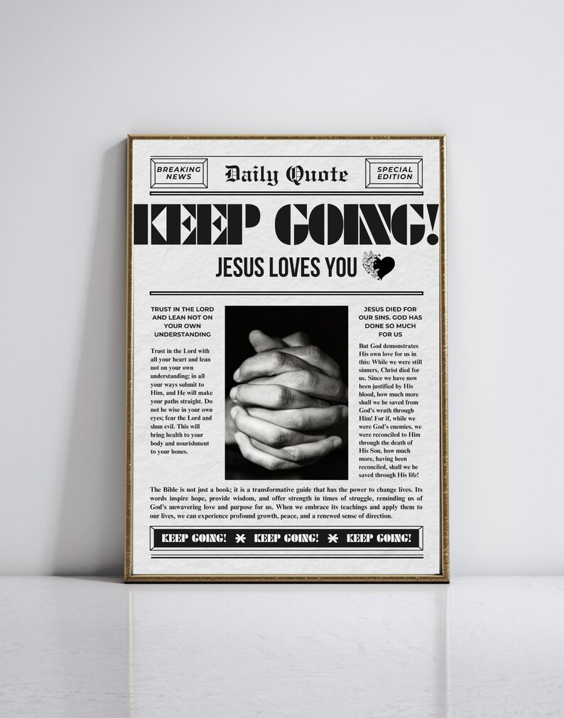 Digital Newspaper Jesus Loves You Words of Affirmation Christian Wall ...