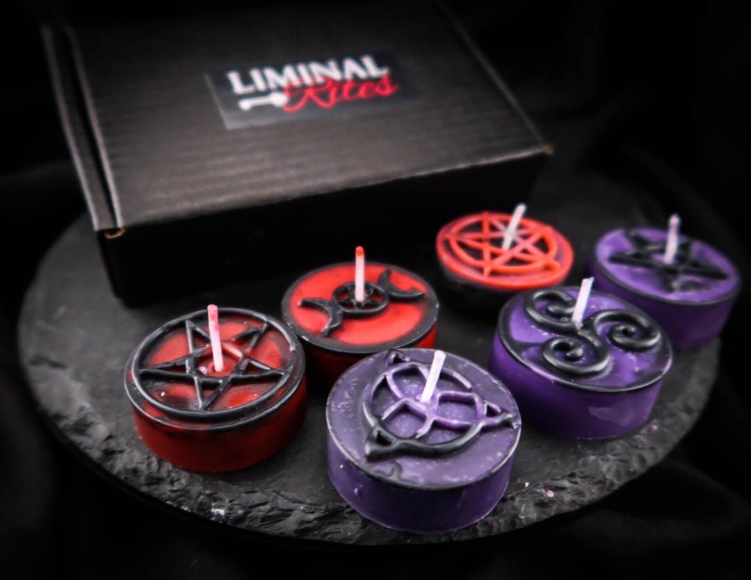 Enchanted Sigil Tea Candle Pack - Pentagram - Triskle - Triskelion ...