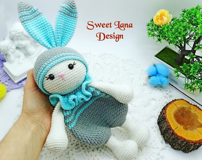 BUNNY Snuggler Plush Lovey | Rabbit Security Blanket Toy | Amigurumi ...