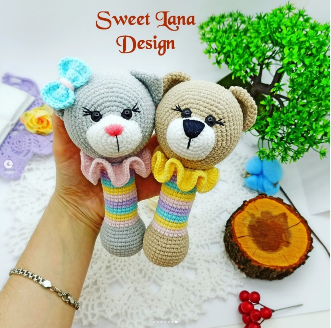 Crochet PATTERN Baby Rattle, Cat Rattle, Bear Nursery Decor, Newborn ...
