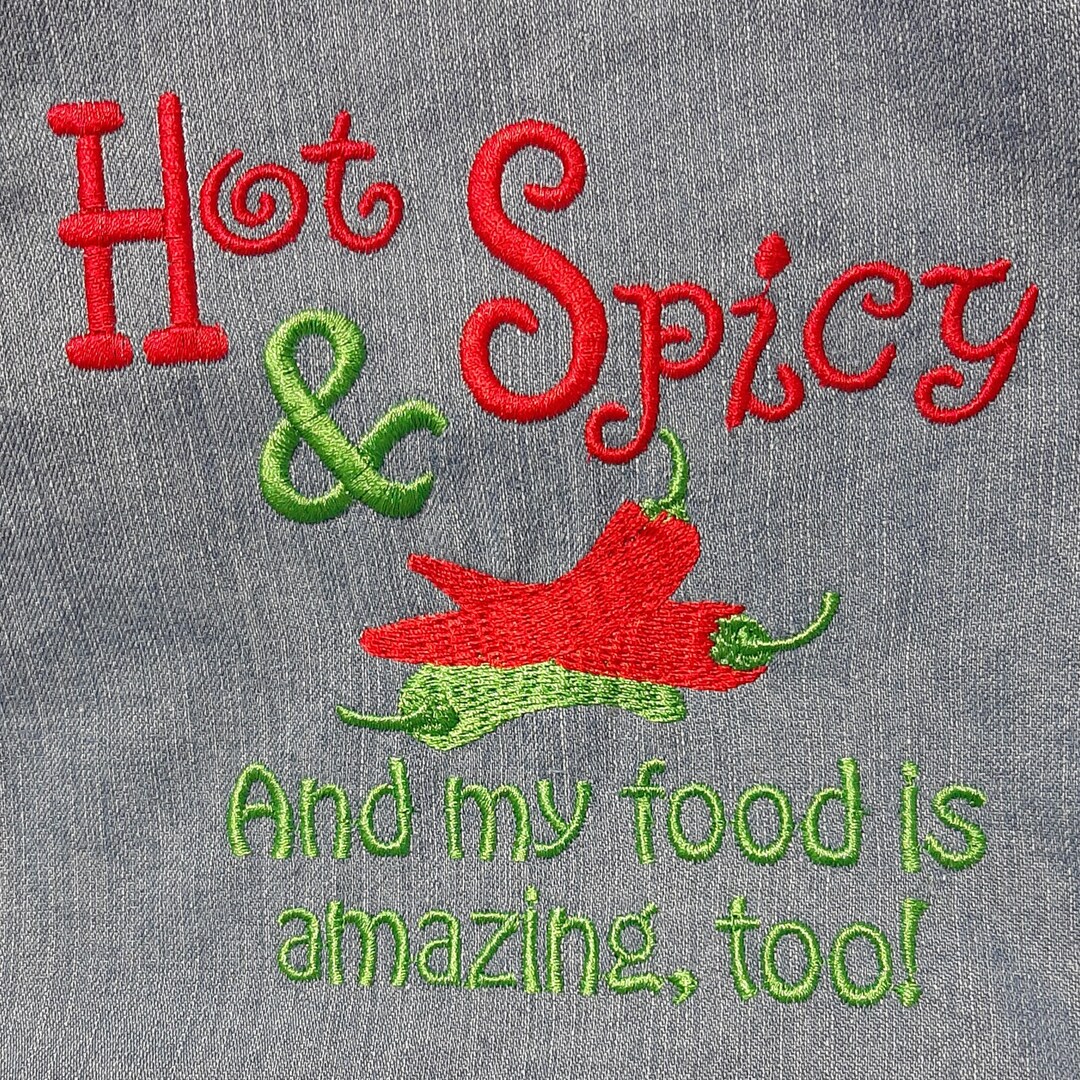 Machine Embroidery Digital Design Apron Hot and Spicy Instant Download ...