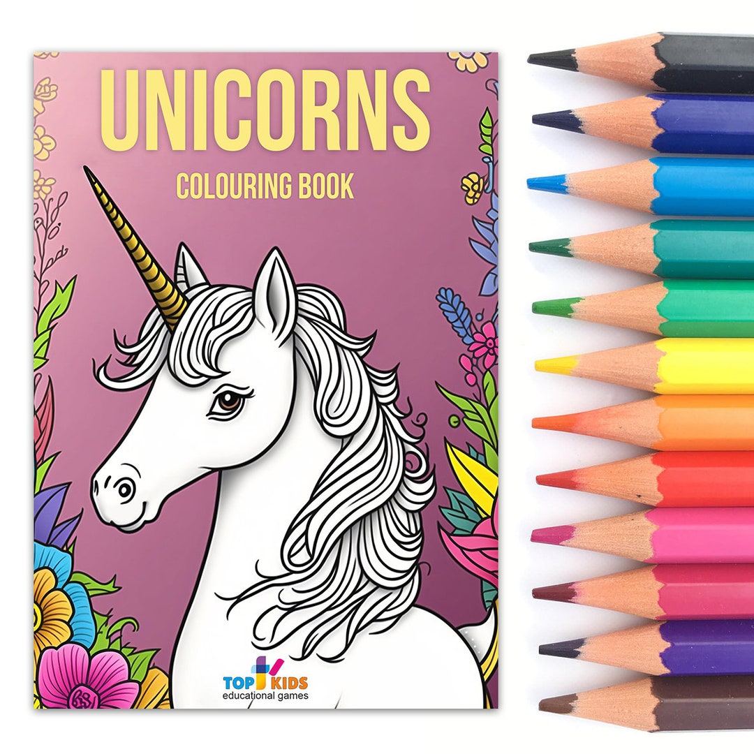 Unicorns Coloring Book, Children's Book, Digital Coloring Pages Kids ...