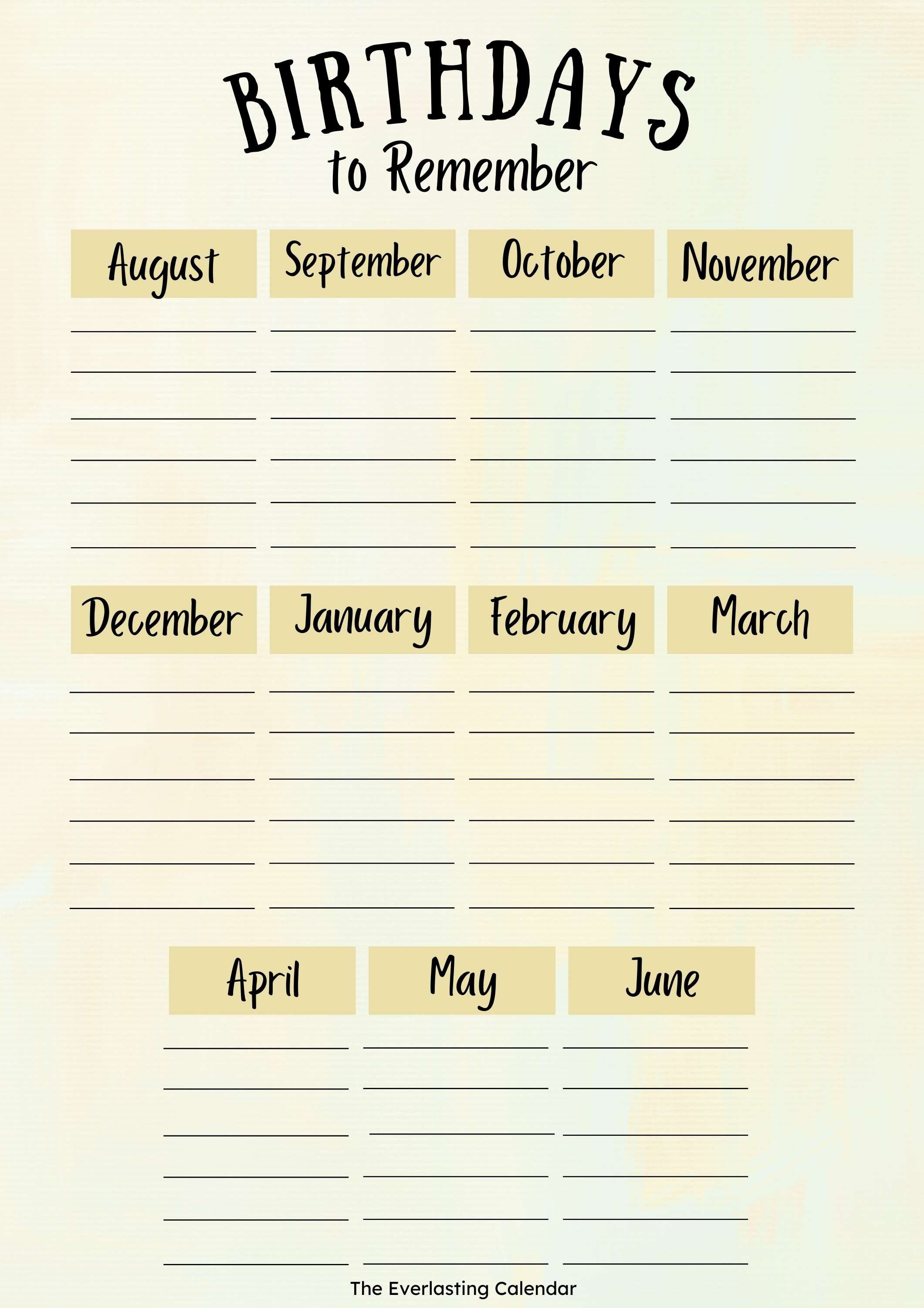 Student Birthday Perpetual Calendar Digital and Printable Multiple ...