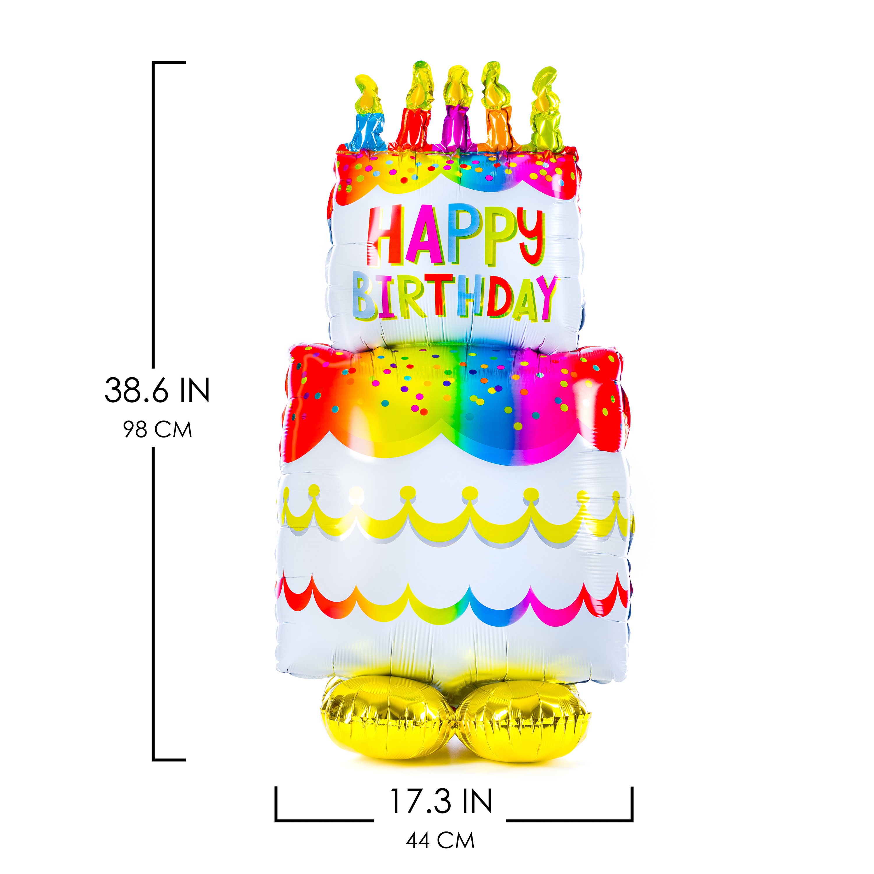 2 X Jumbo Happy Birthday Cake Balloon 124cm Tall Freestanding Happy ...