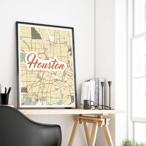 Houston Texas Map Digital Print | Colorful Map Downloadable Art - Etsy