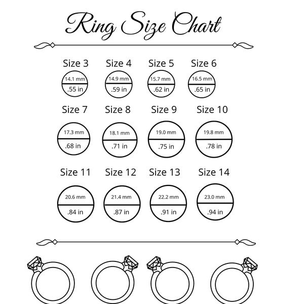 Wedding Ring Size Chart - Etsy
