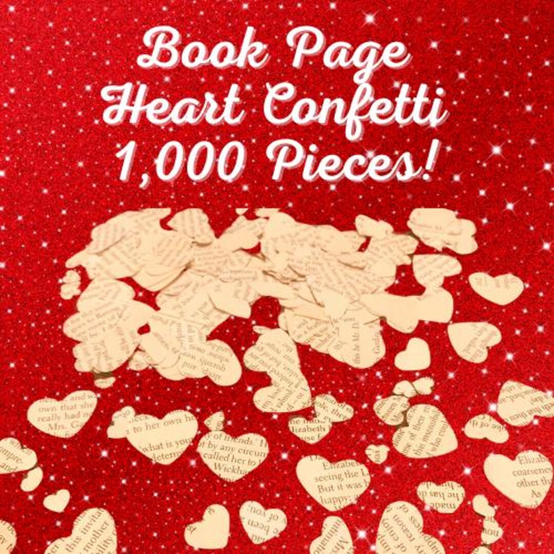Book Page Heart Confetti 1,000 Pieces - Etsy