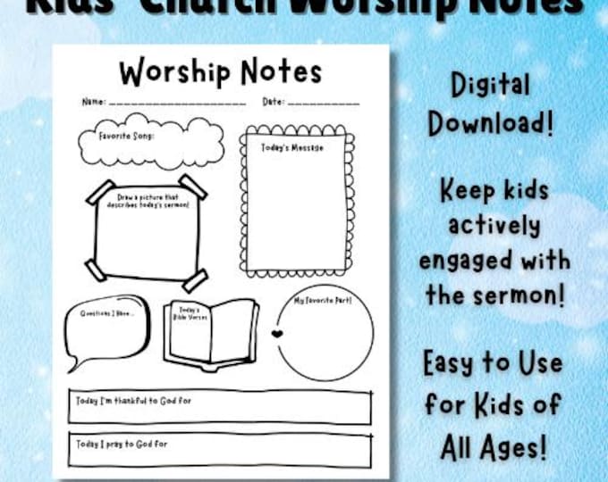 Kids' Church Worship Sermon Notes Graphic Organizer | PDF | Instant ...