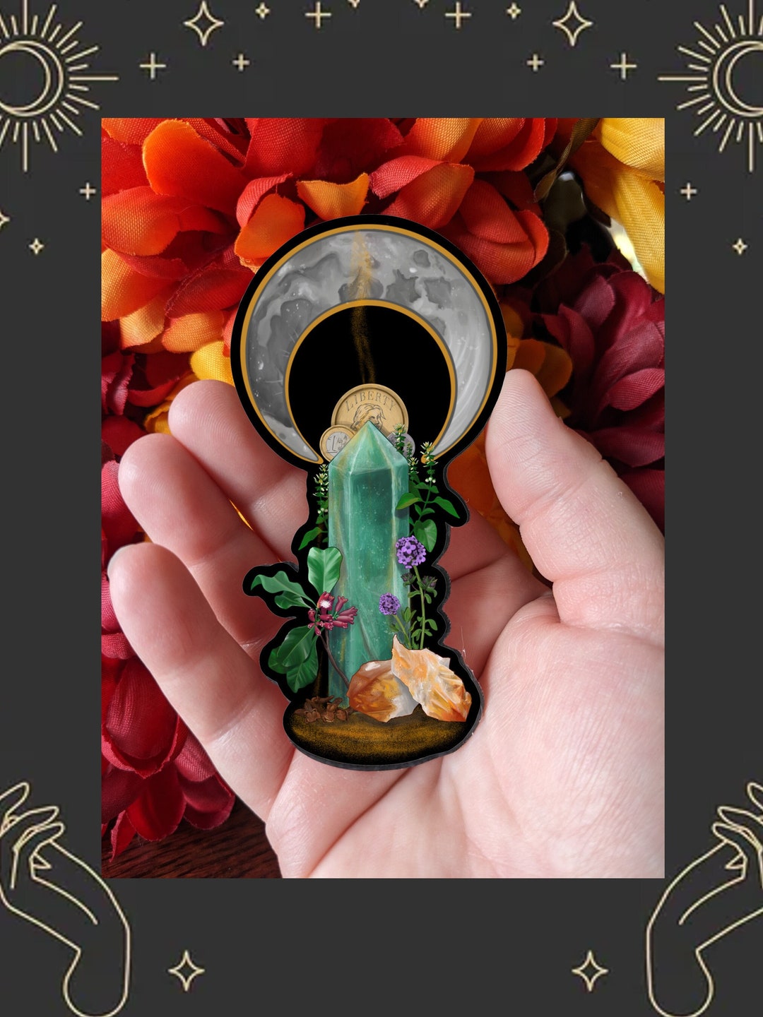 Prosperity Spell Sticker Die Cut Water-resistant Sticker | Witchy ...