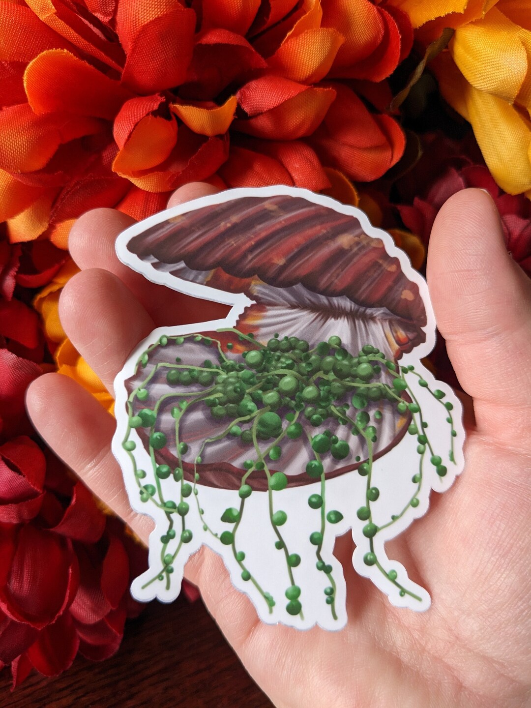 Clam String of Pearls Die Cut Water-resistant Sticker | Animal Sticker ...