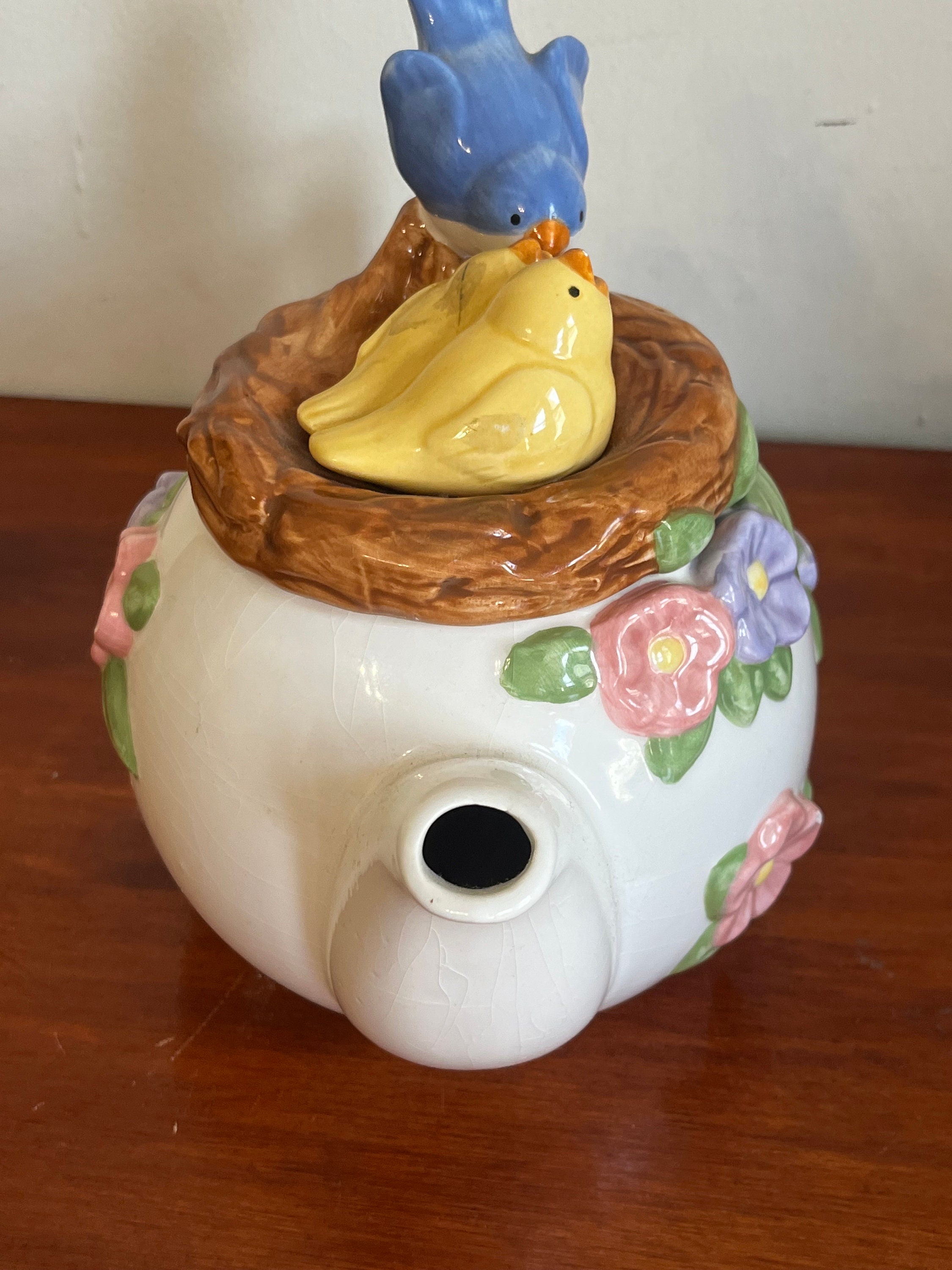 Vintage Teleflora Blue Birds in Nest Teapot Collectible - Etsy