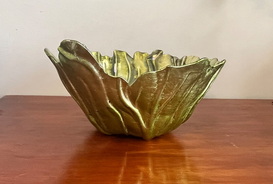 Arda Glassware Green Leaf Cabbageware Serving Bowl - Etsy